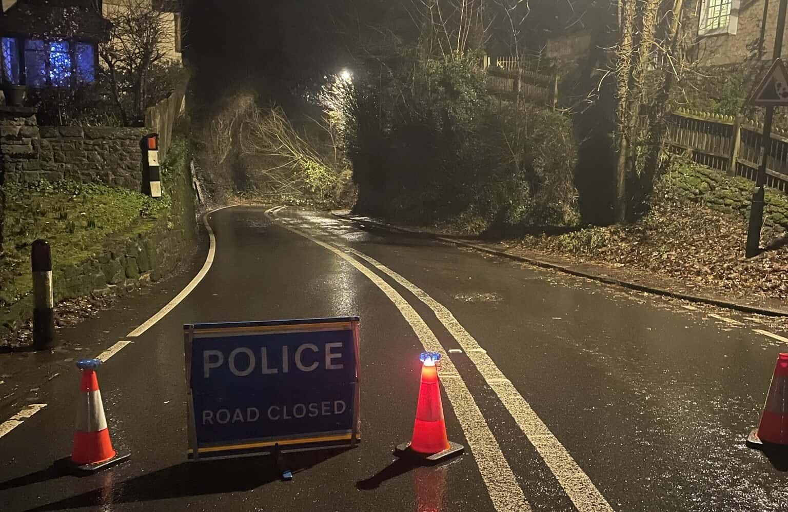 A29 Church Hill Pulborough closed following a fallen tree and Landslip